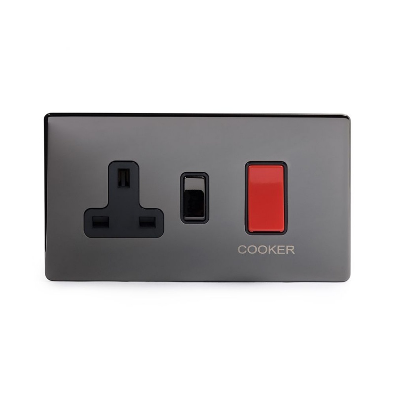 The Connaught Collection Black Nickel 45A Cooker control With Black insert